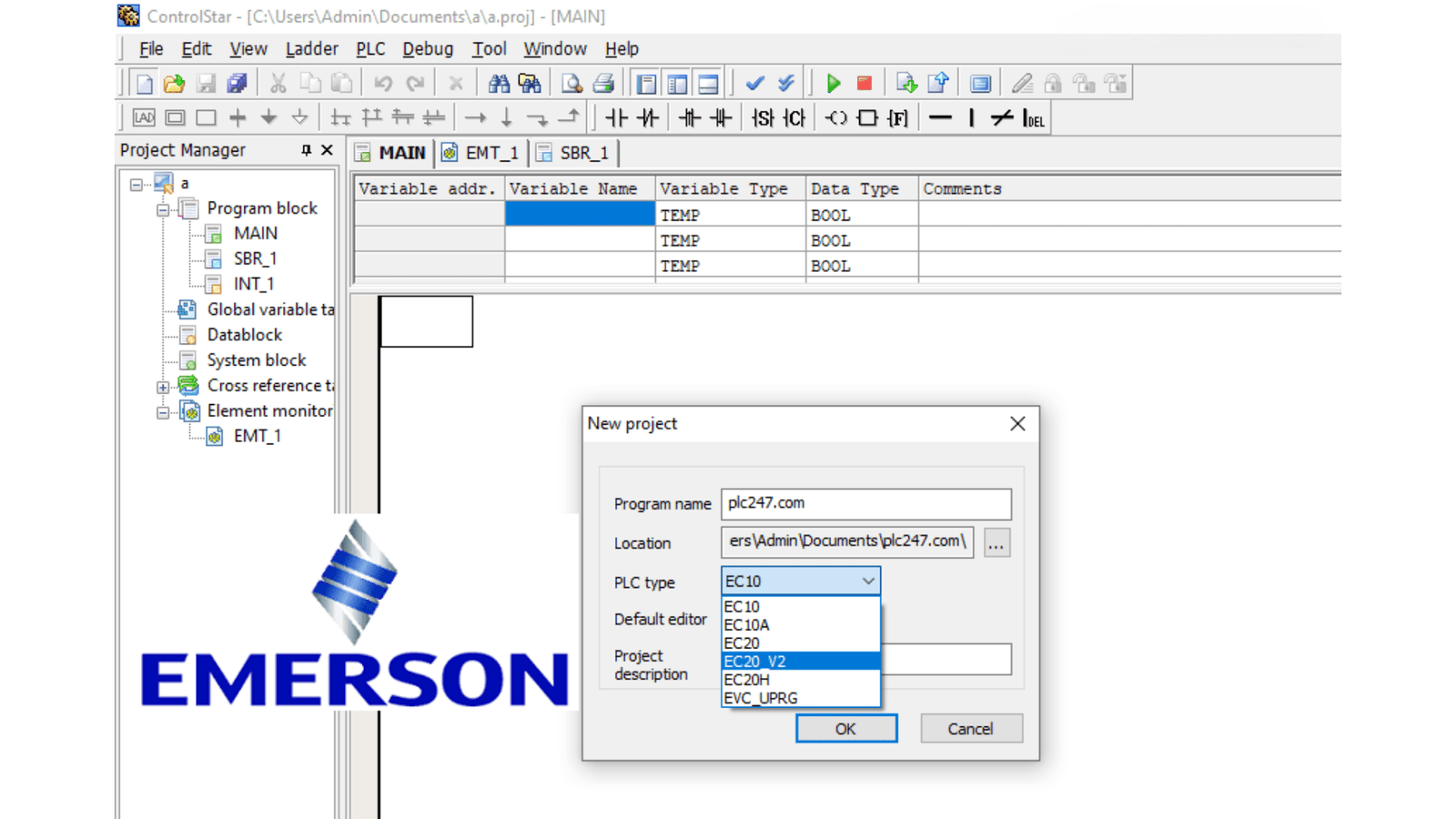 Descargar ControlStar EMERSON PLC Programming